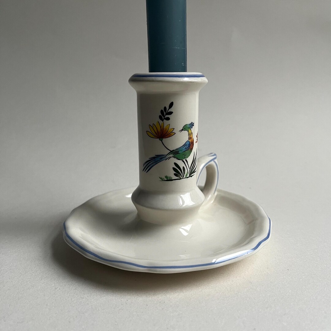 Vintage Bird of Paradise Chamberstick French White Candlestick With ...