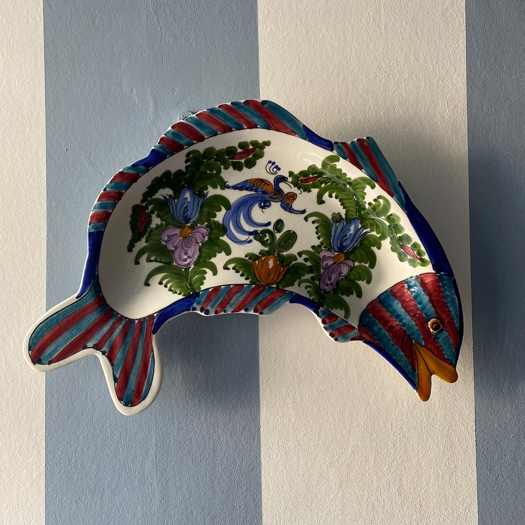 Vintage Greek Fish Platter Hand Painted Ceramic Fish Wall Plate ...