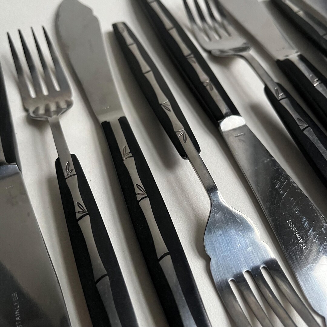 Vintage Cutlery Set ~ Bamboo Fish Eaters in Original Box ~ Mid Century ...