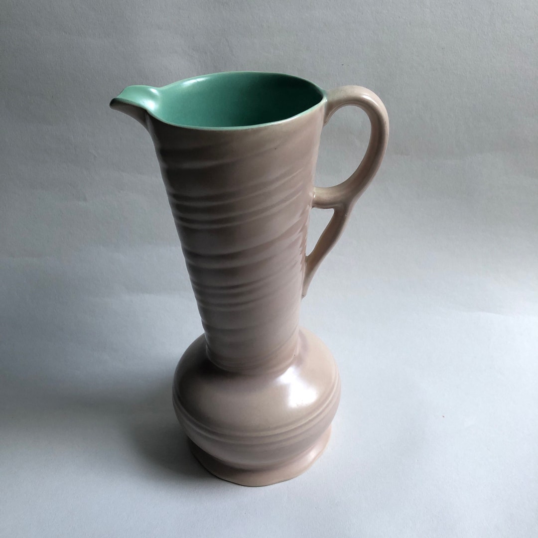 Vintage Art Deco Jug Royal Falcon Ware Vase Tall 1930s Caramel Pink ...