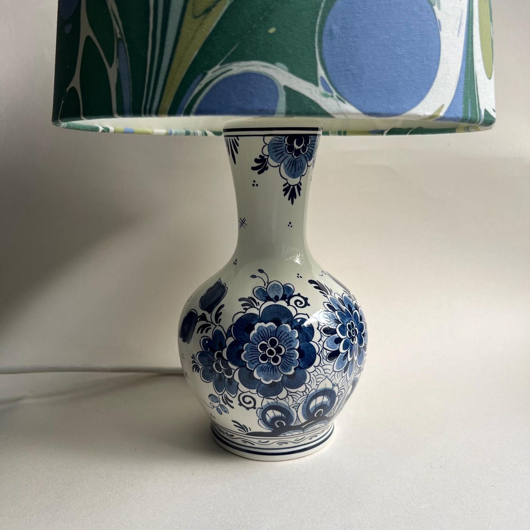 Vintage Blue Delft Lamp Base ~ Royal Goedewaagen Hand Painted Ceramic ...