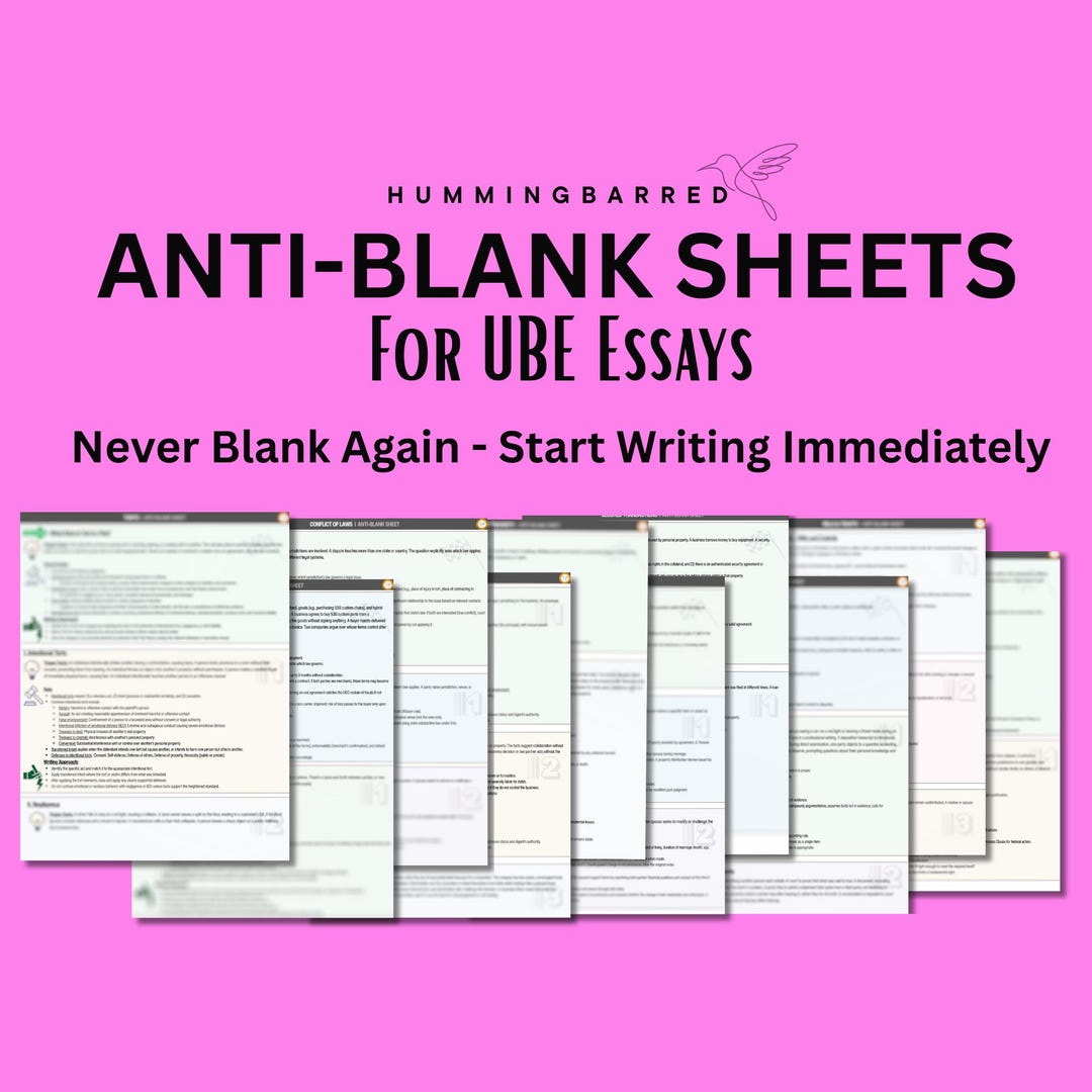 Bar Exam Essay Template: Anti-blank Sheets for UBE Subjects - Etsy