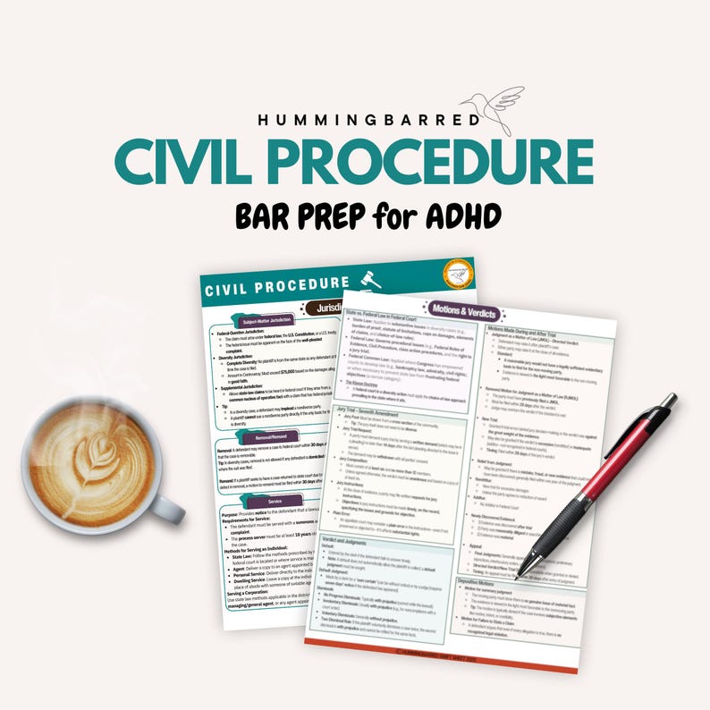 Bar Prep for ADHD Students, All MBE Swift Sheets Outlines 2025, Quick ...
