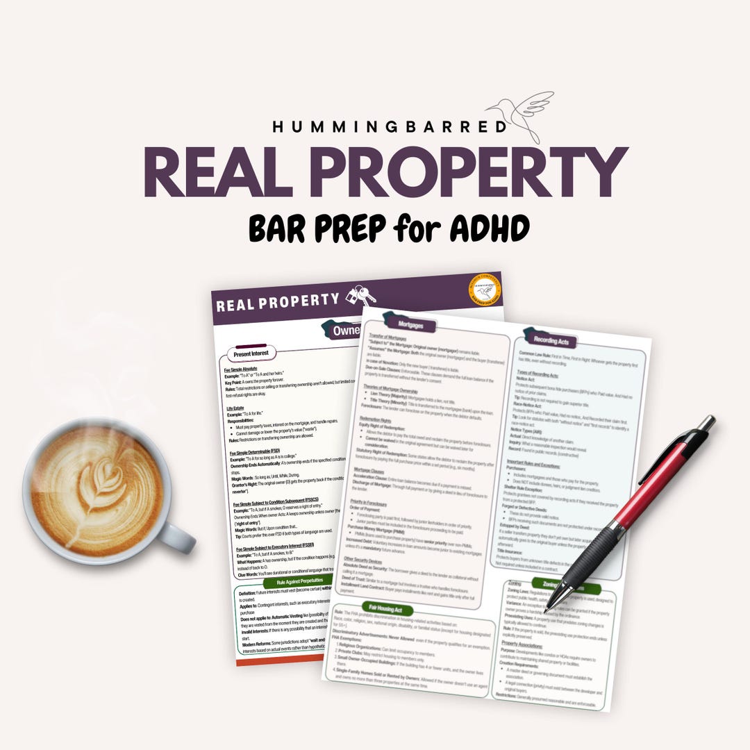 Real Property Bar Exam Outline: Adhd-friendly UBE Prep (digital ...