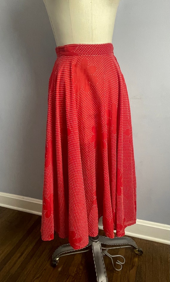 Sheerly Sweet Swiss Dot Red 1950s 50s Full Skirt S Sm… - Gem