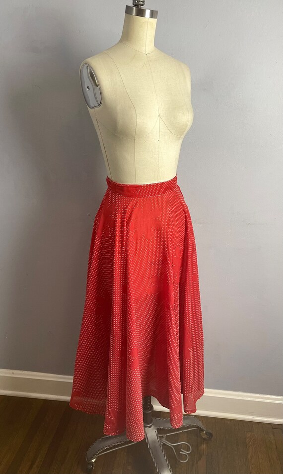 Sheerly Sweet Swiss Dot Red 1950s 50s Full Skirt S Sm… - Gem