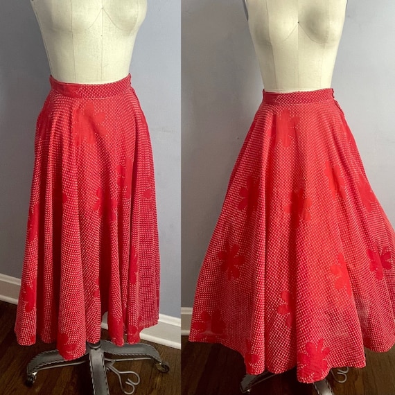 Sheerly Sweet Swiss Dot Red 1950s 50s Full Skirt S Sm… - Gem
