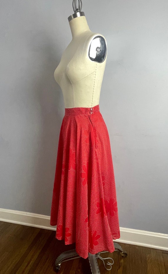 Sheerly Sweet Swiss Dot Red 1950s 50s Full Skirt S Sm… - Gem