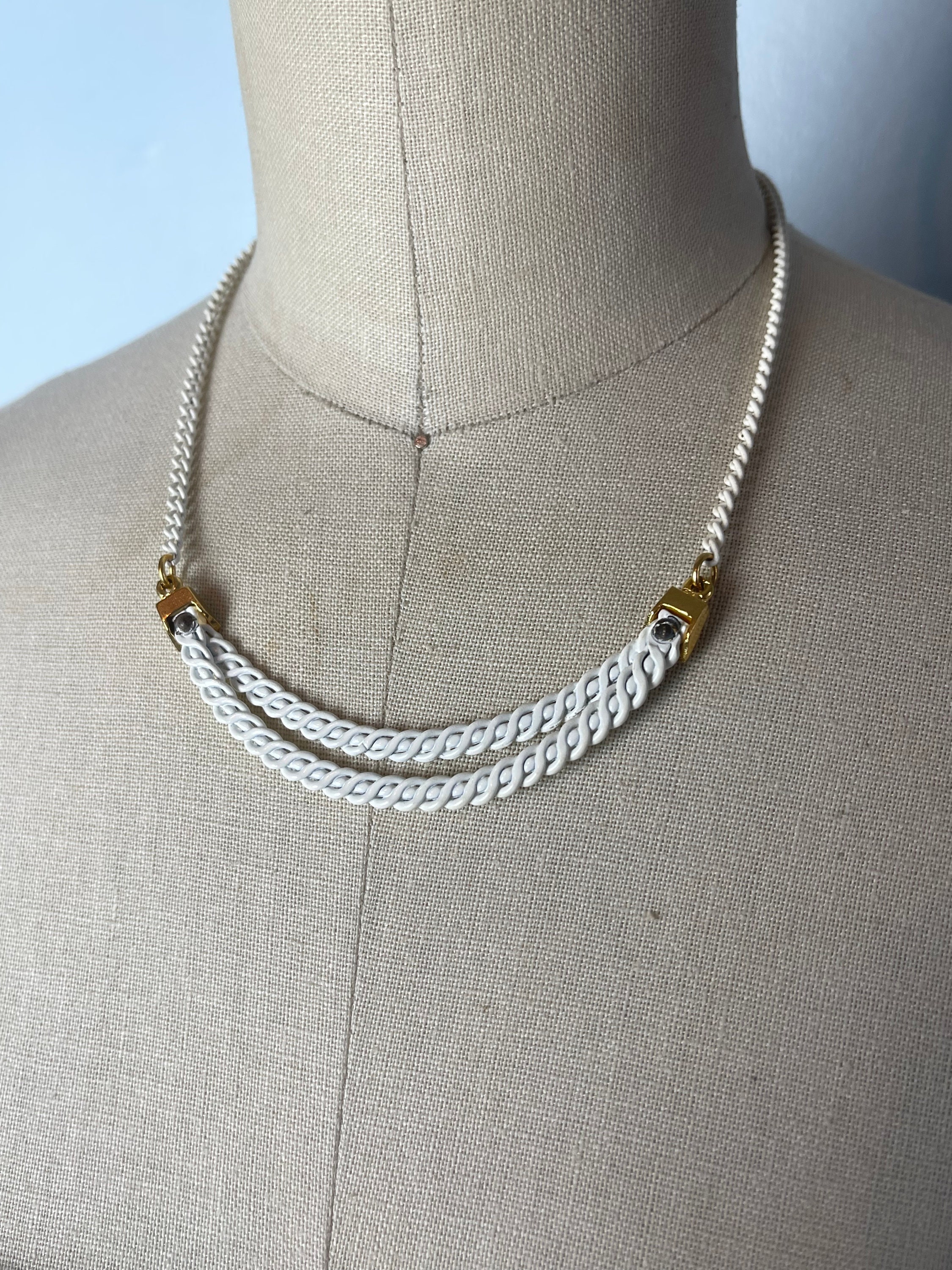 Double Dutch 1970s 70s 1980s 80s Braided White Chain Necklace - Etsy