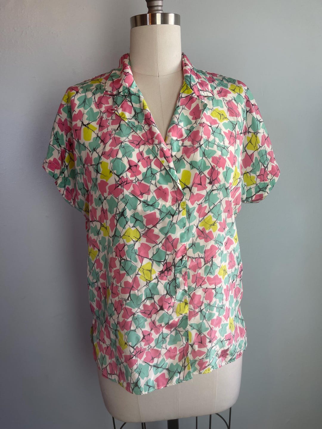 Abstract 1980s 80s Vintage Slinky Pastel Blouse - Etsy
