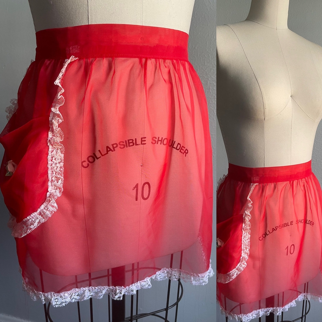 Sweet and Sexy 1960s 60s Sheer Nylon Red Apron Valentine Christmas ...