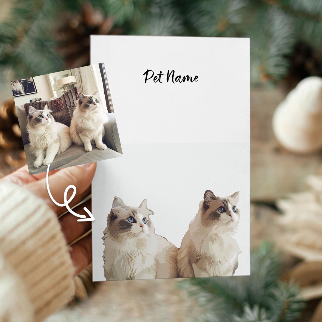 Custom Pet Picture Birthday Card, Custom Dog Photo Cat Photo Greeting ...