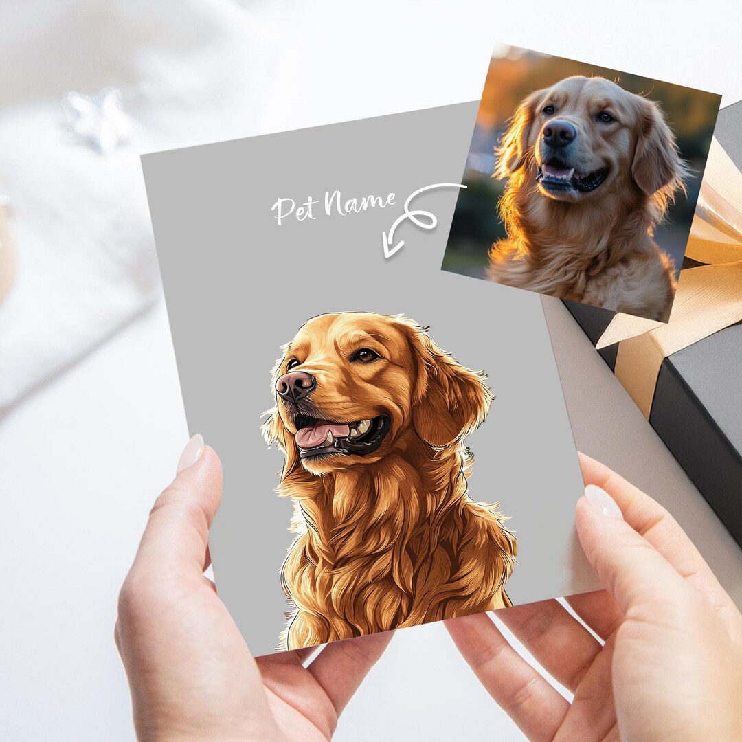 Personalized Greeting Card With Pet Portrait, Custom Dog Greeting Card ...