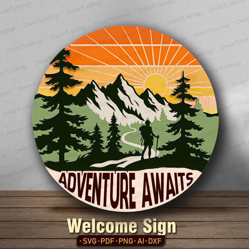 Camping Welcome Sign SVG Bundle, Adventure Round Door Sign, RV Camper ...