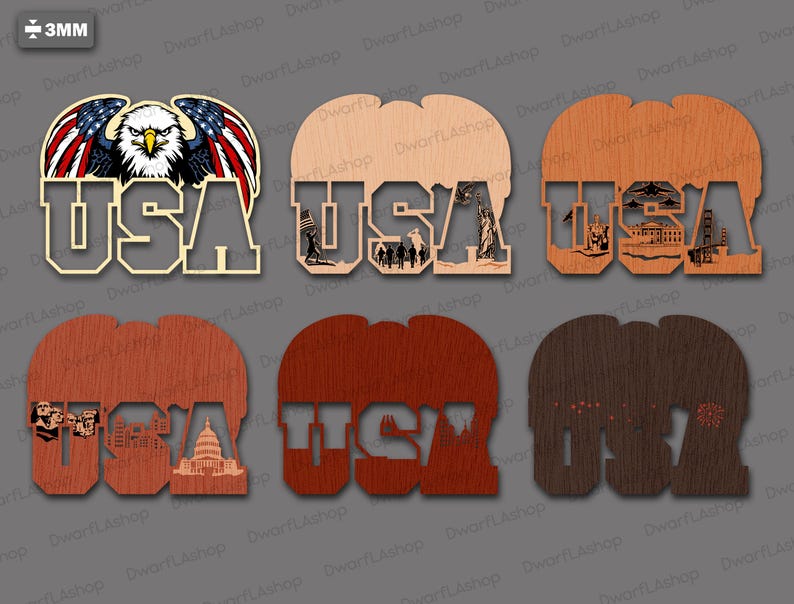 USA Eagle 3D Multilayer SVG Patriotic Independence Day Laser Cut File ...