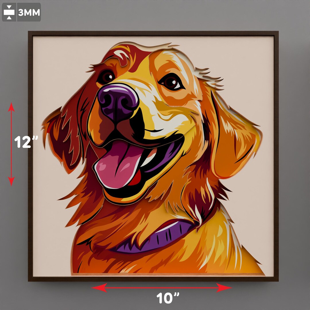 Golden Retriever Dog Multilayer SVG, Layered 3D Wood Wall Art File for ...