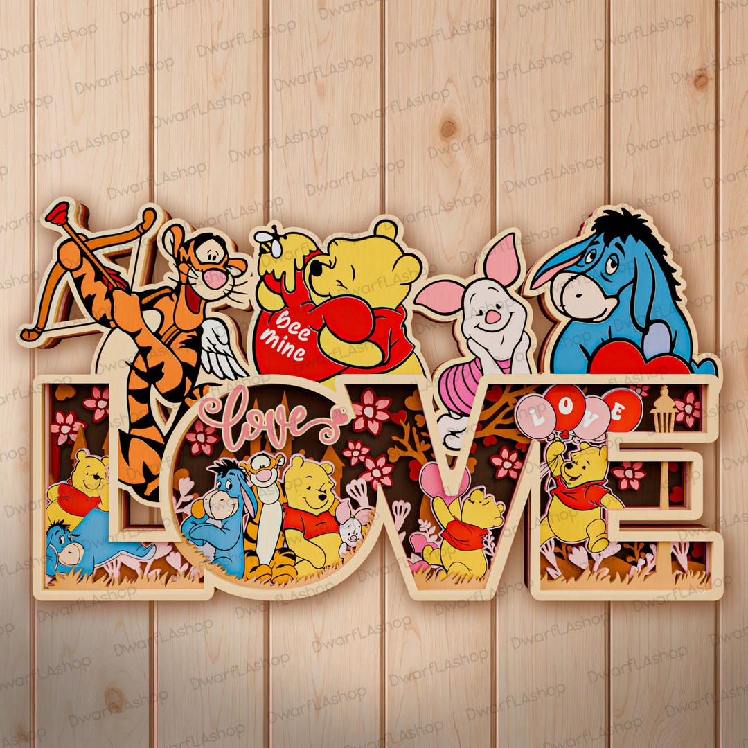 Valentine LOVE Multilayer Sign Svg Lasercut, Cute Couple Valentine ...