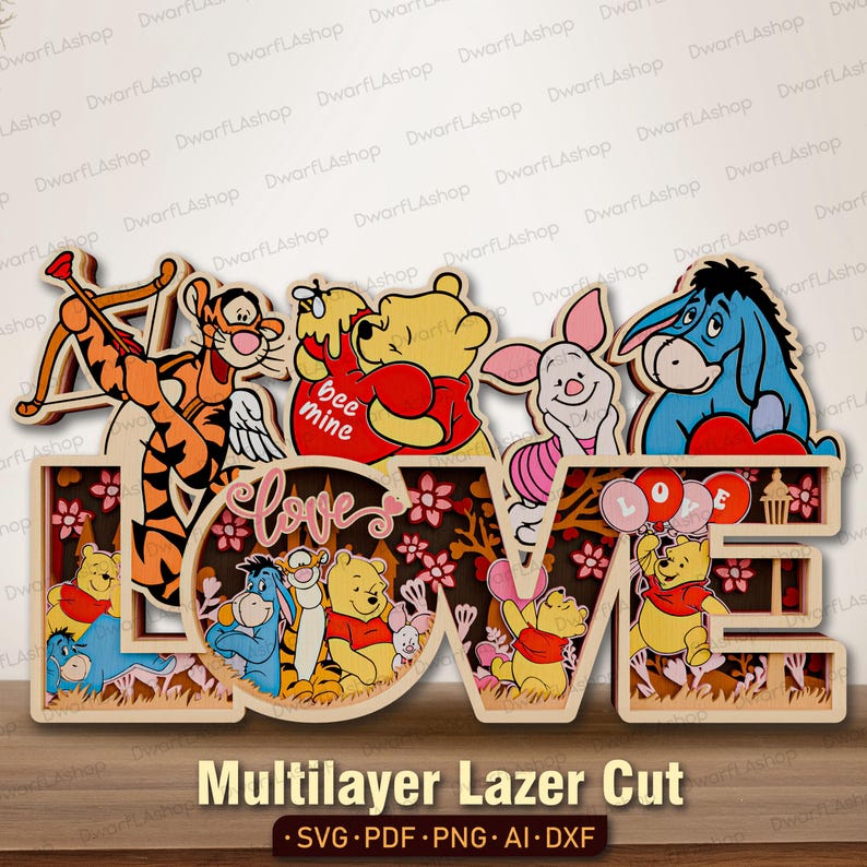 Valentine LOVE Multilayer Sign Svg Lasercut, Cute Couple Valentine ...