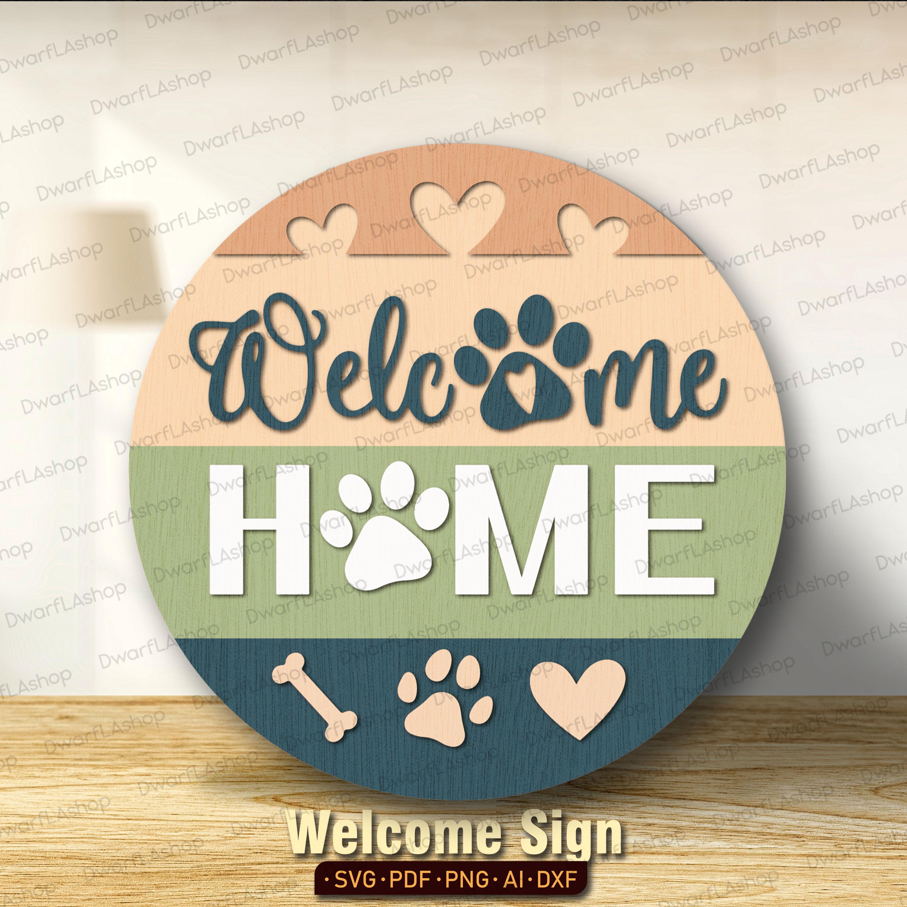 Dog Welcome Sign Bundle Set of 10, Dog Door Sign Svg Lasercut, Funny ...
