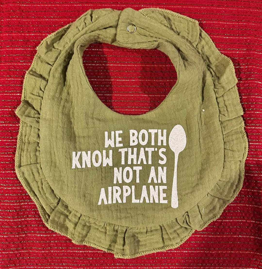 We Both Know That's Not an Airplane - Soft Ruffle Muslin Baby Bib With ...