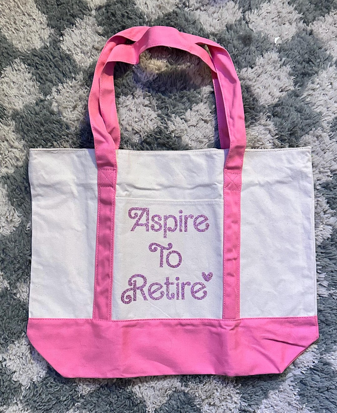 ASPIRE TO RETIRE Custom Pink Tote Bag, Barbie Themed - Etsy