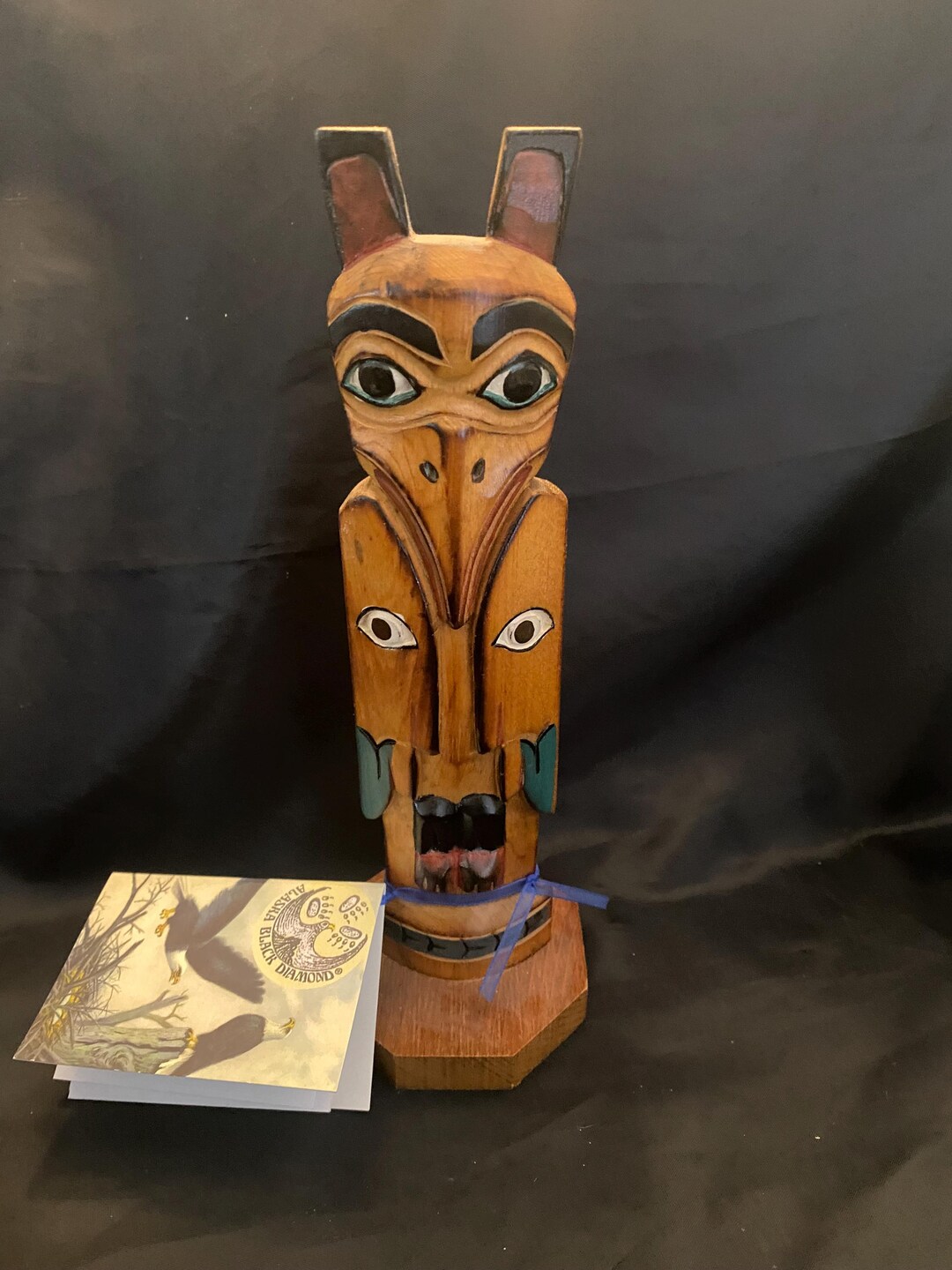 Ray Moore Alaska Black Diamond Carved Sun and Raven Wood Totem Pole - Etsy