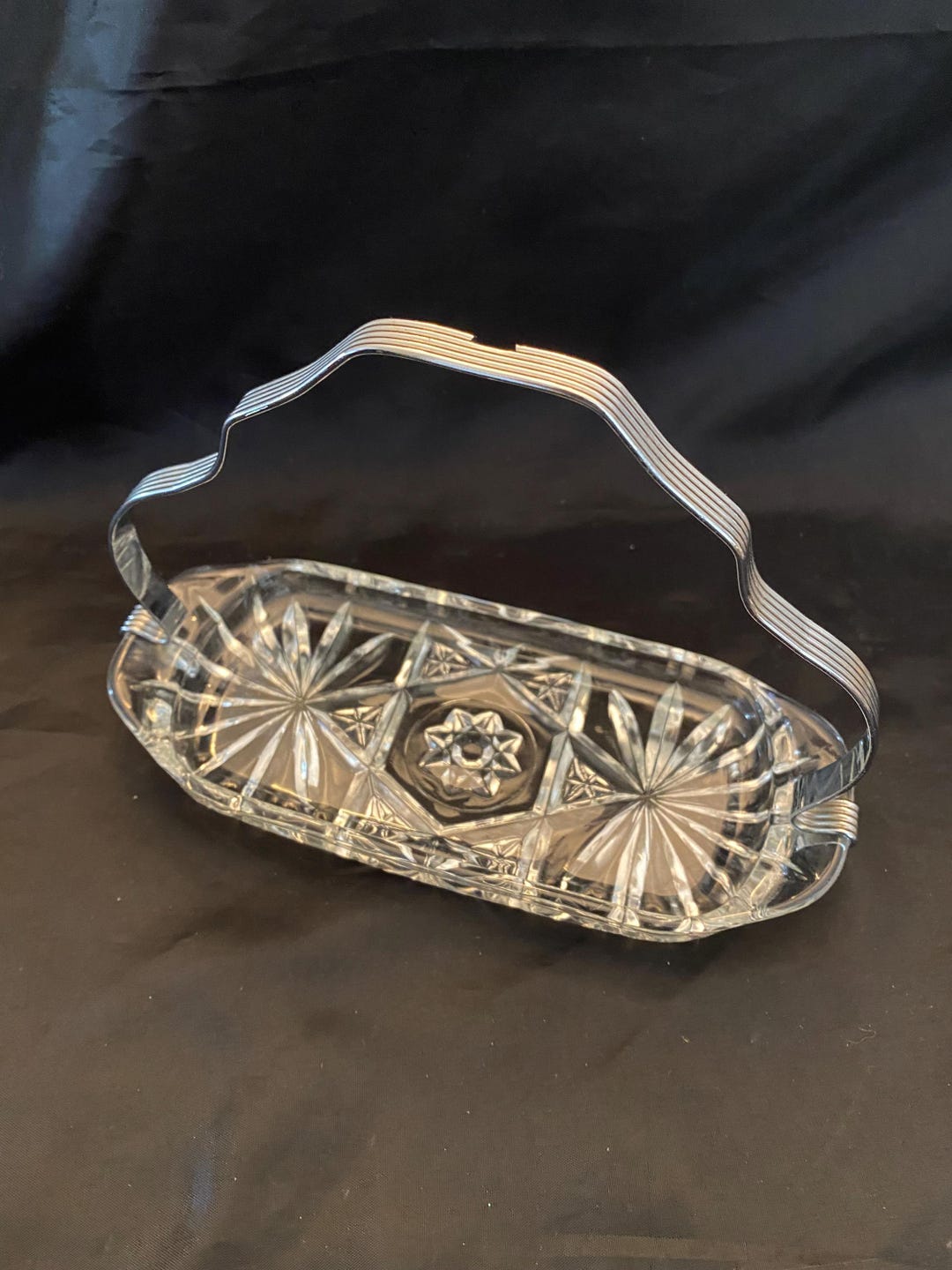 VTG Sheffield England Crystal Relish Dish With Chromium Plated Handle ...