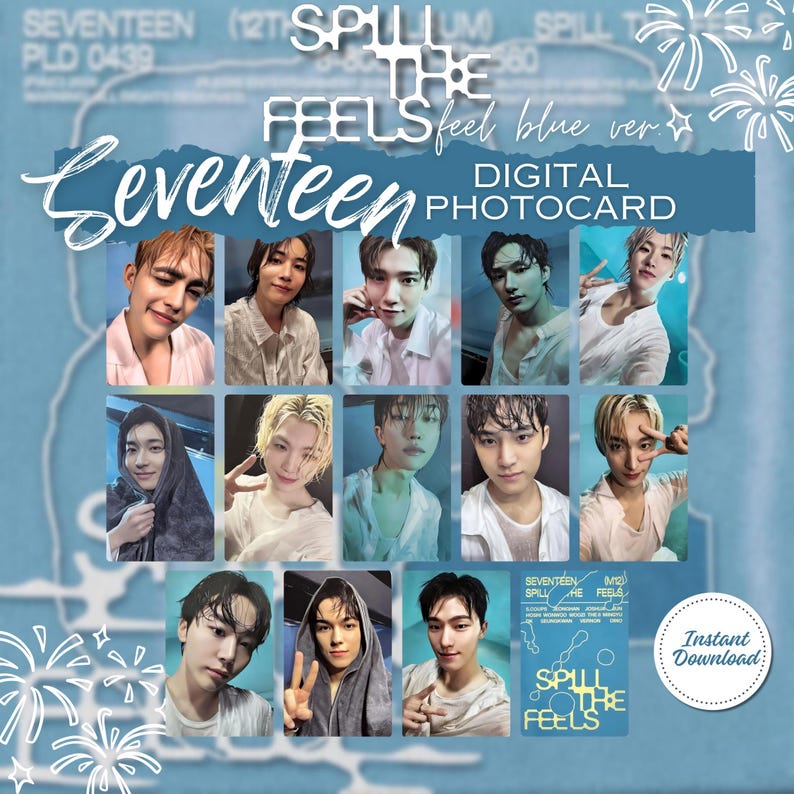Digital SEVENTEEN Spill the Feels Feel Blue Version Photocards (print & Cut) - Etsy