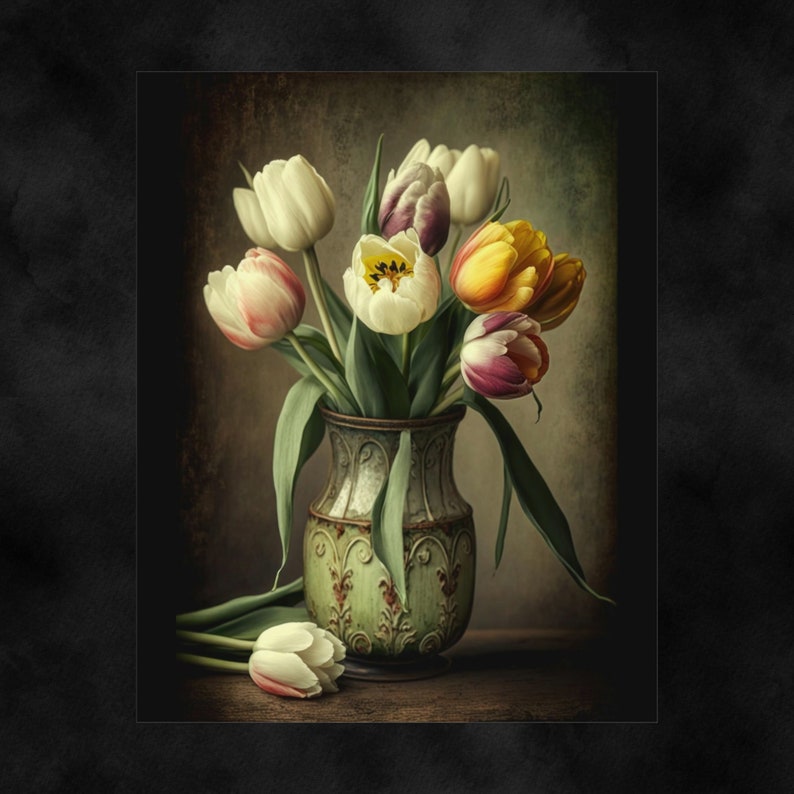 Fine Art Style Tulips Poster Art Pastel Spring Floral Art Print - Etsy