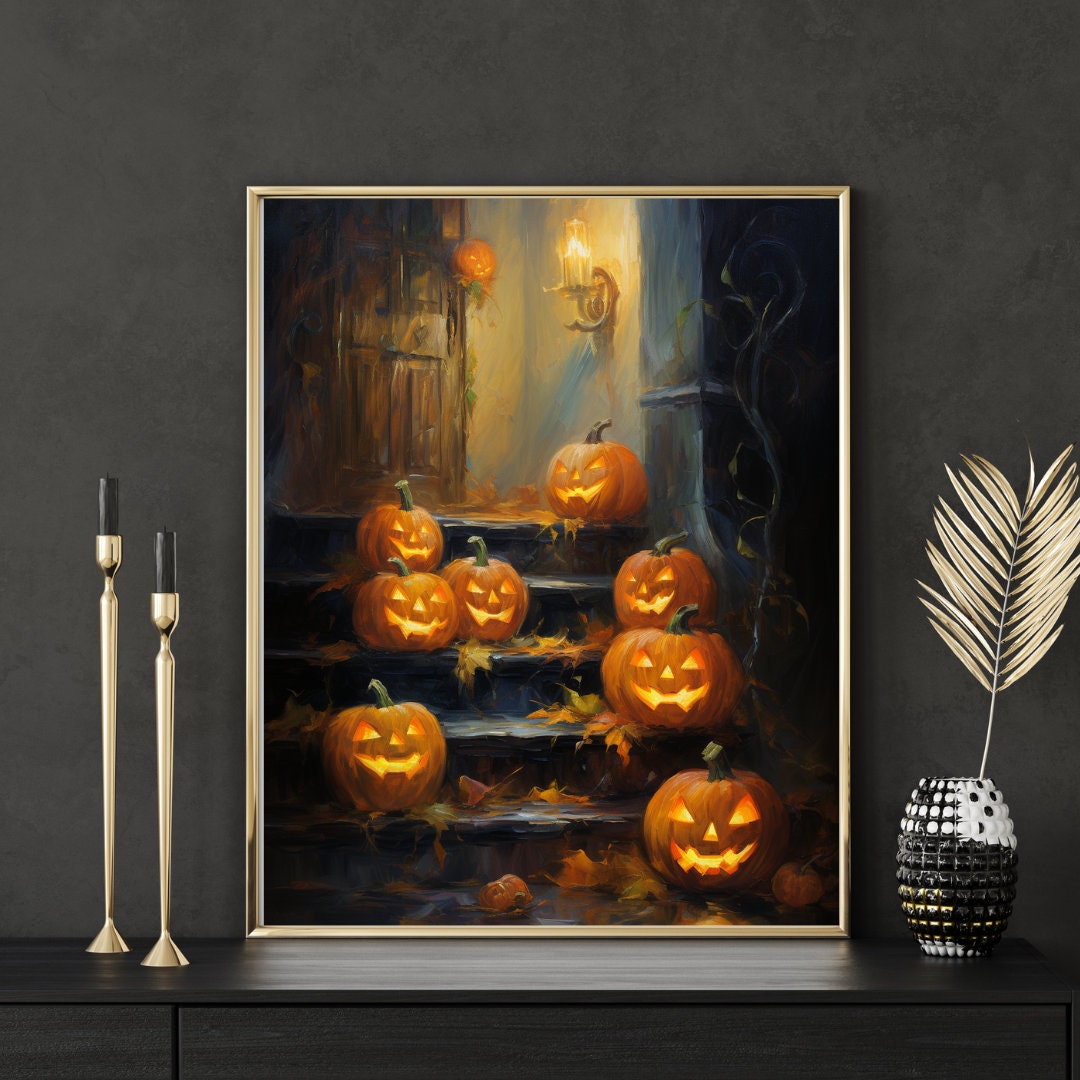 Jack-o-lanterns on a Porch Digital Download Printable Vintage Style ...