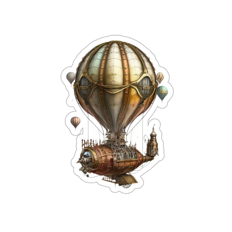 Steampunk Style Kiss-cut Sticker Colorful Hot Air Balloon 3 Vinyl ...