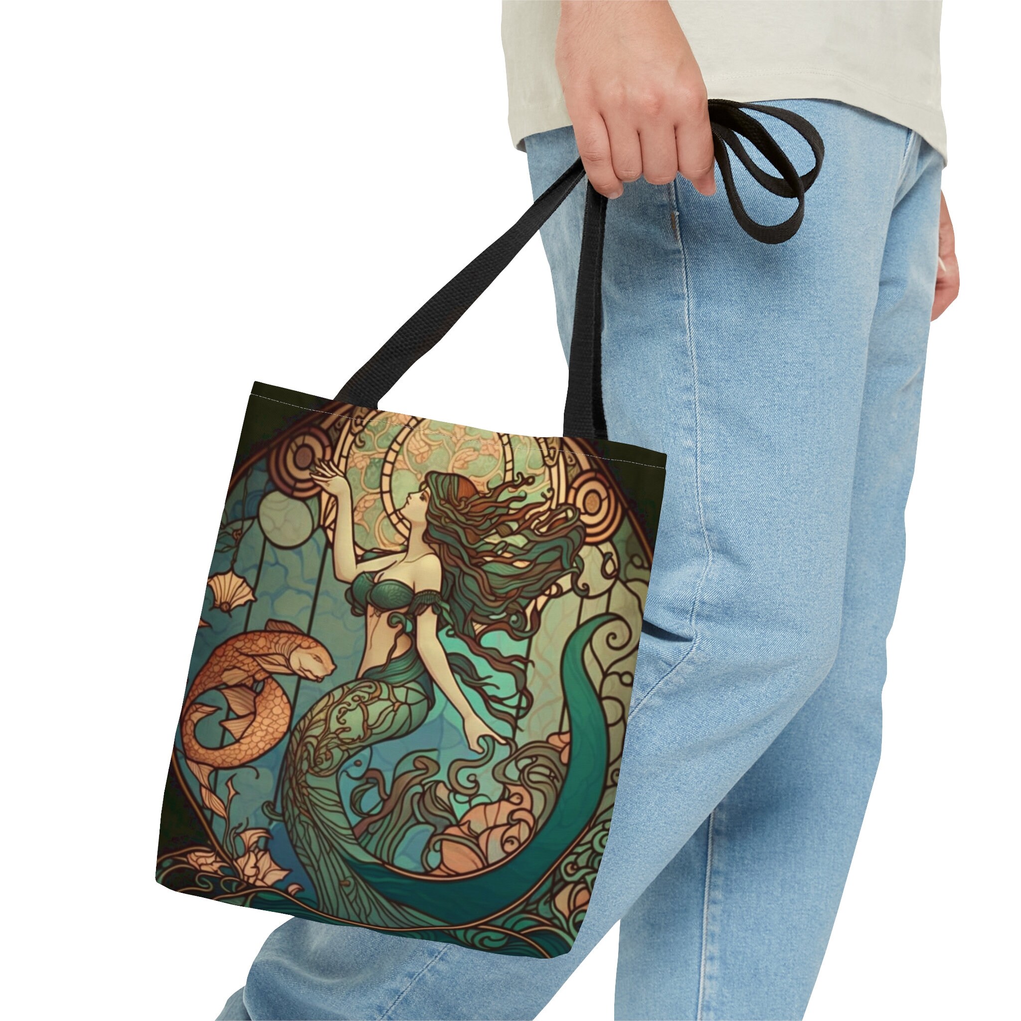 Beautiful Mermaid Tote Bag Art Nouveau Style Book Bag - Etsy