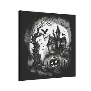Spooky Haunted House 8x8 Photo Tile Black and White Halloween Wall Art ...