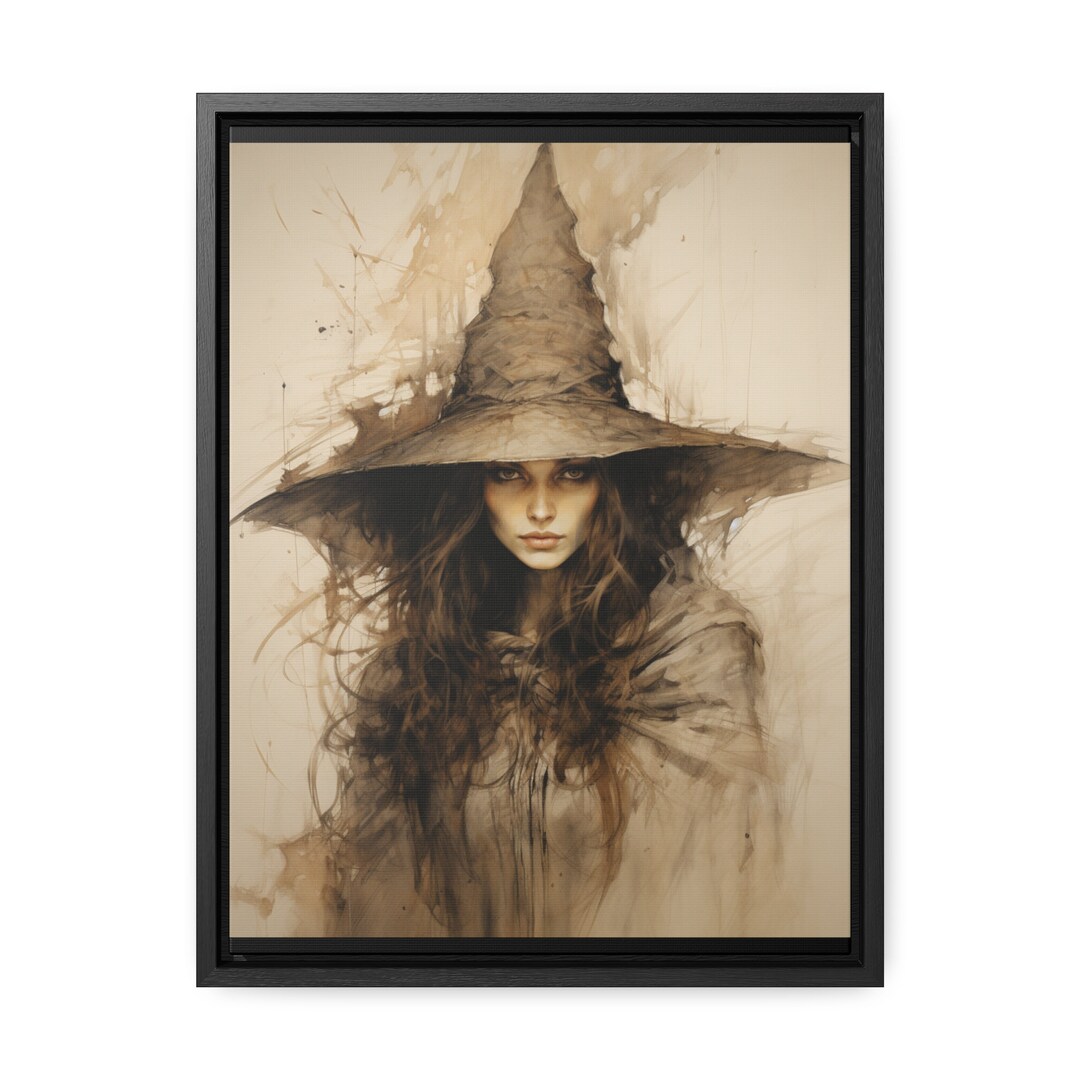 Witch Halloween Art - Halloween Decor Gallery Canvas - Sepia Toned ...