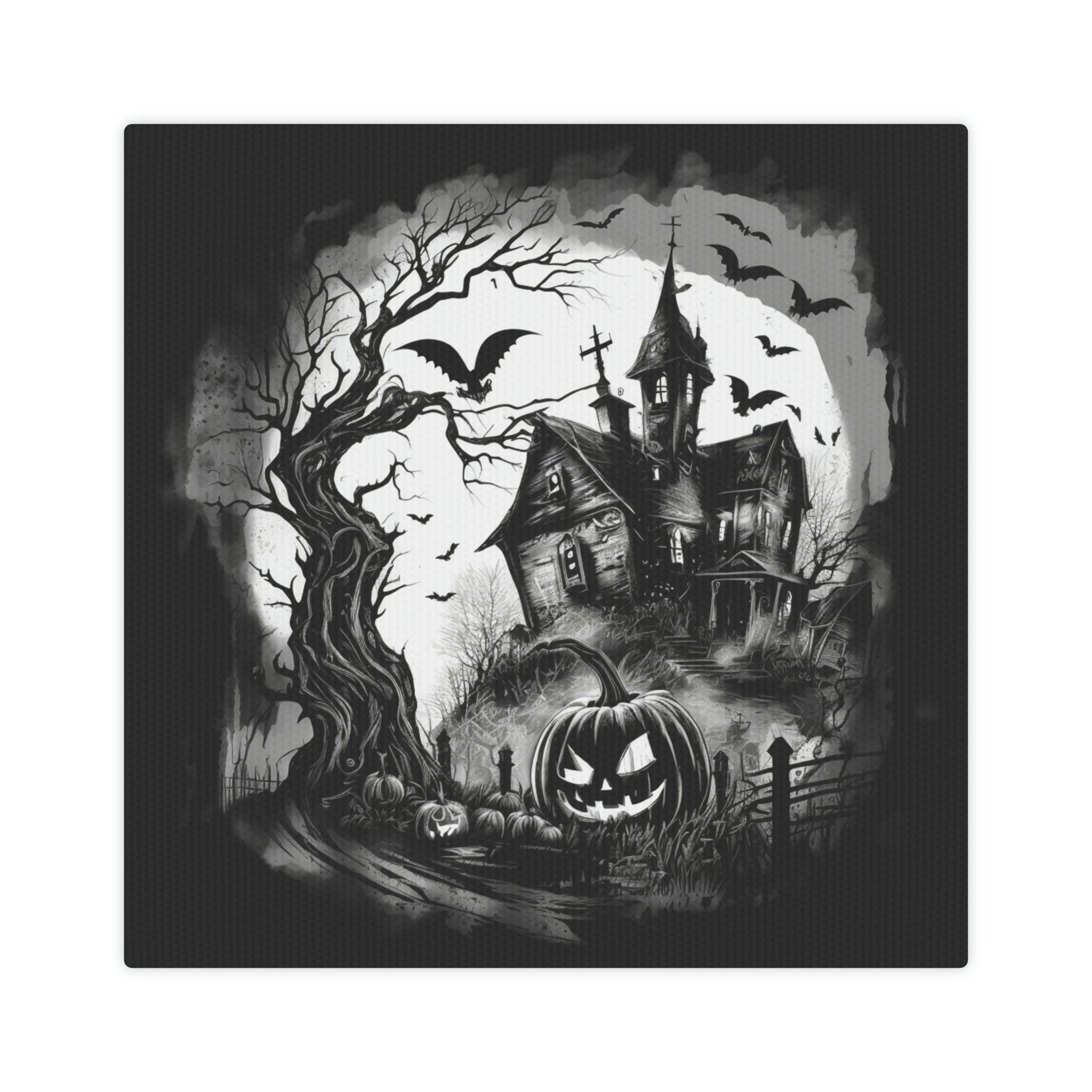 Spooky Haunted House 8x8 Photo Tile Black and White Halloween Wall Art ...