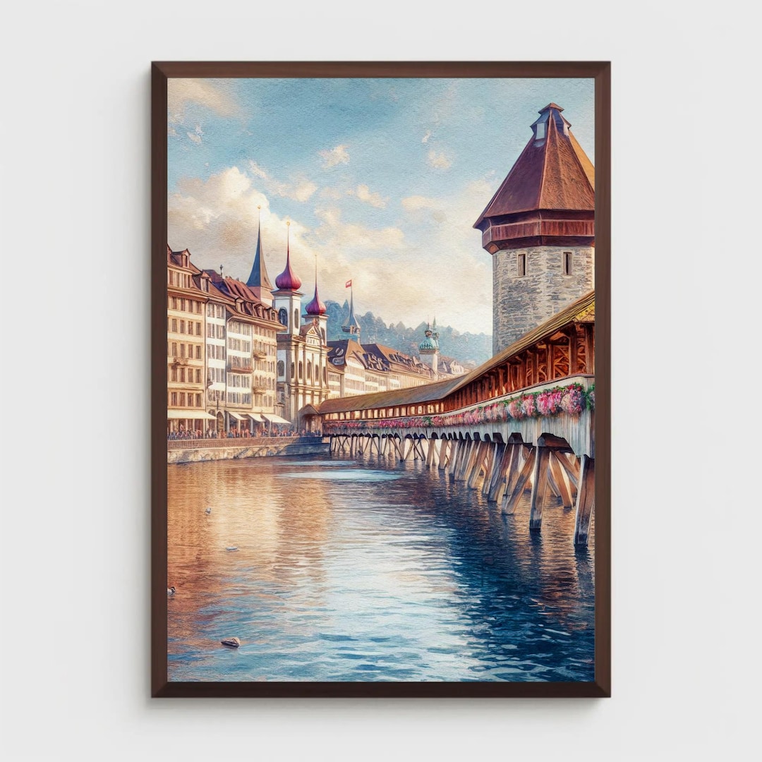 Printable Lucerne Street Art, Switzerland Urban Photography Watercolor ...