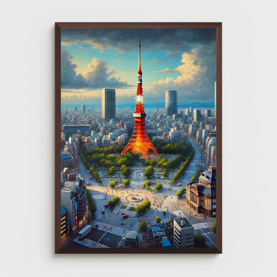 Tokyo Tower Oil Painting Print: Japan Landmark Skyline (digital ...