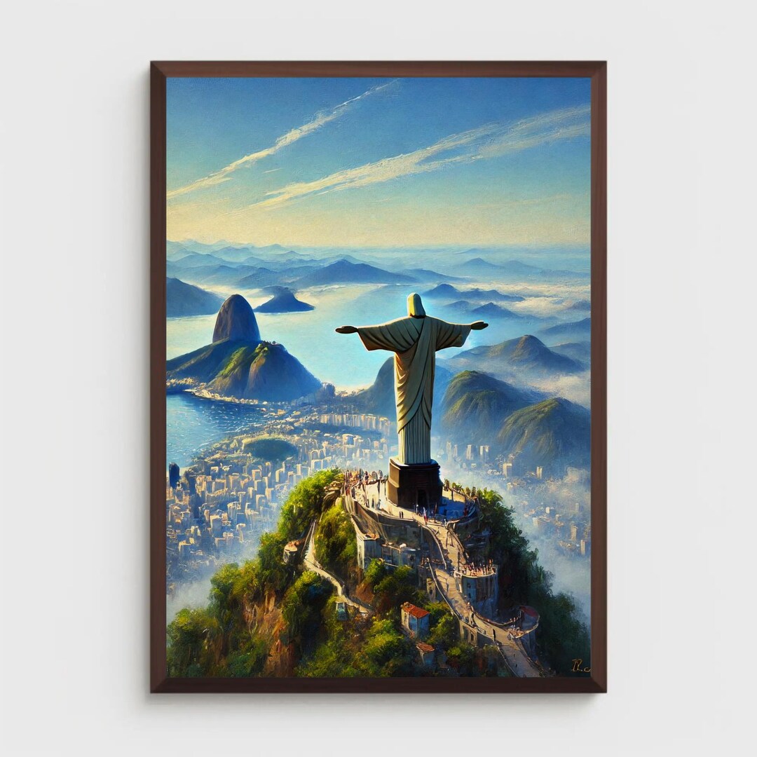 Printable Christ the Redeemer Oil Painting | Brazil Landmark Wall Art ...