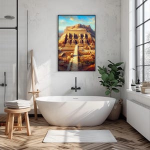 Printable Abu Simbel Oil Painting | Egypt Landmark Wall Art | Ancient ...