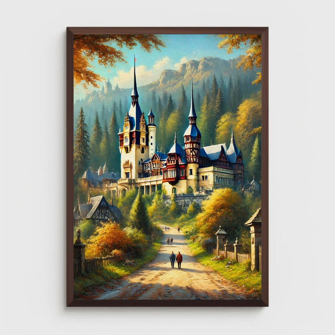 Peles Castle Oil Painting: Romania Gothic Architecture Art (digital ...