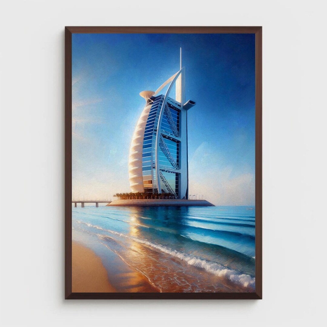 Printable Burj Al Arab UAE Oil Painting | Dubai Landmark Wall Art ...