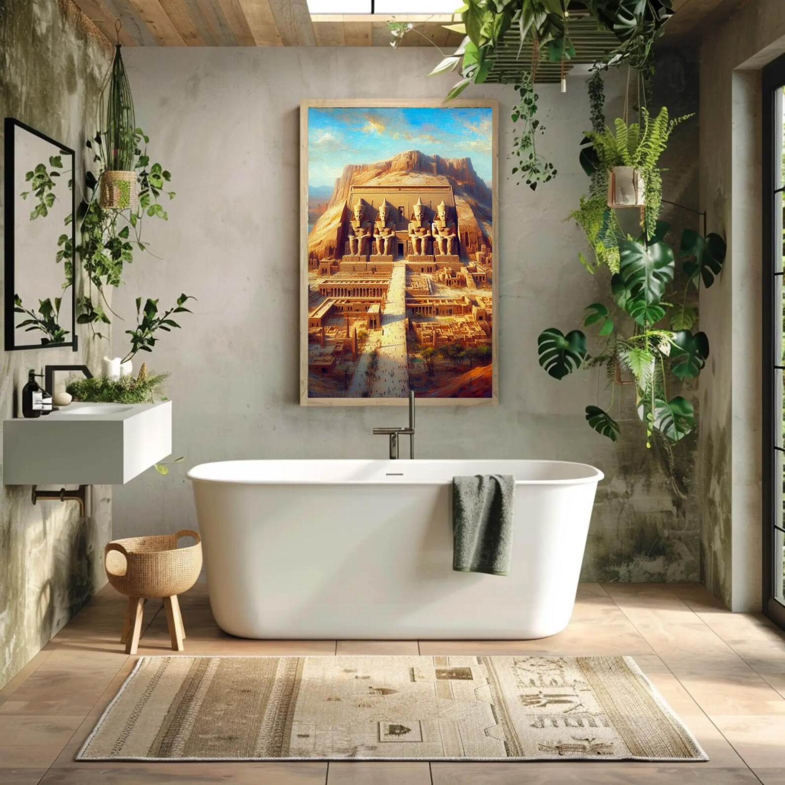 Printable Abu Simbel Oil Painting | Egypt Landmark Wall Art | Ancient ...