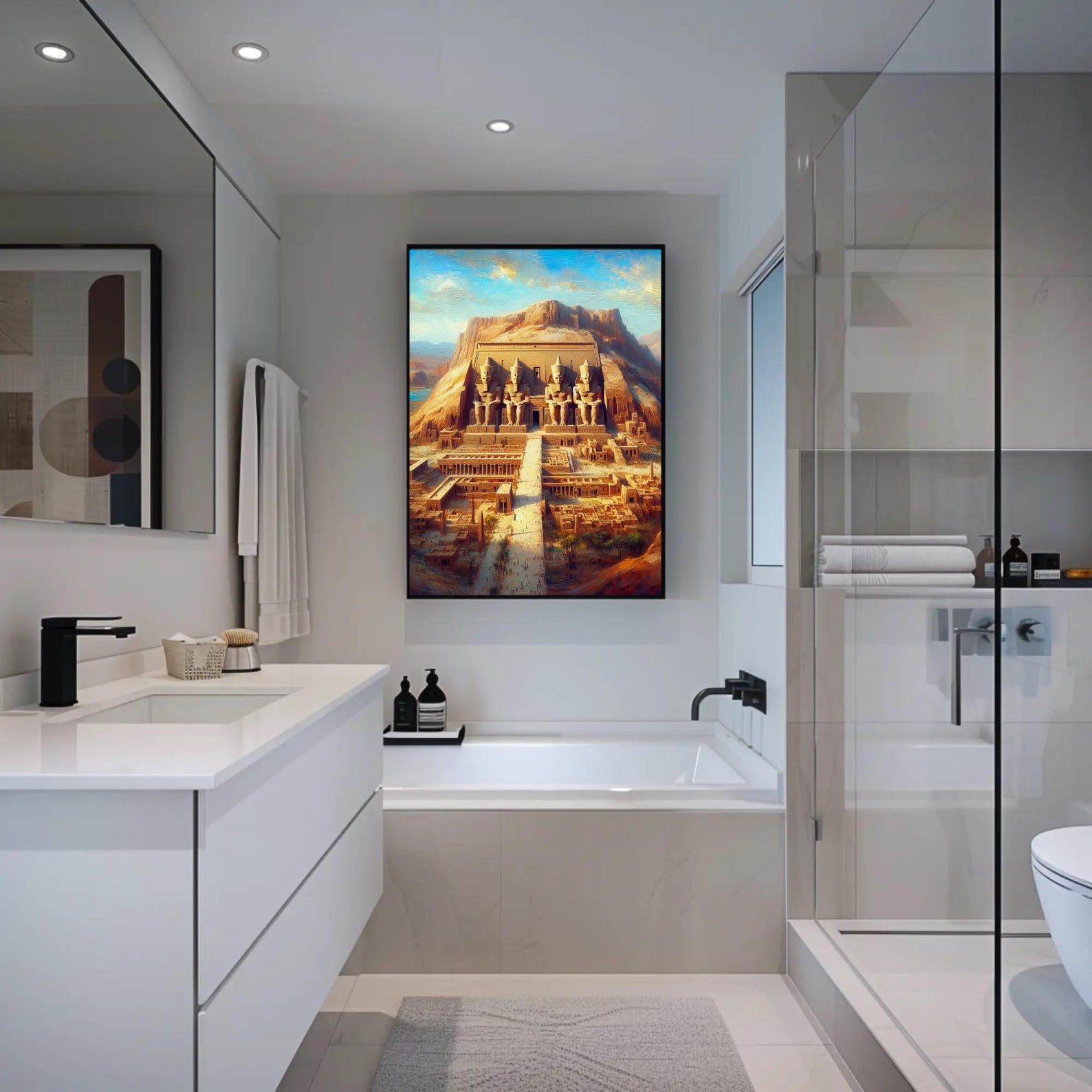 Printable Abu Simbel Oil Painting | Egypt Landmark Wall Art | Ancient ...