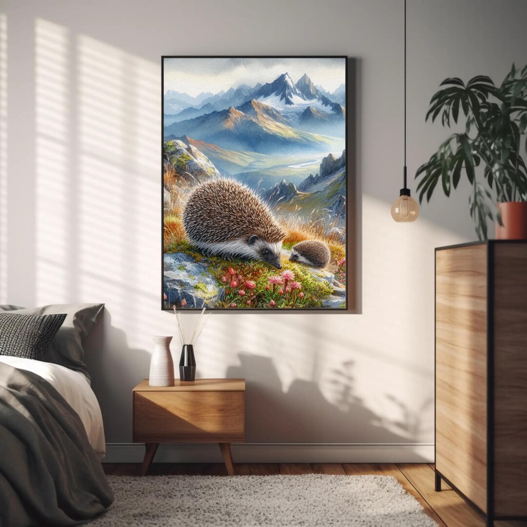 Hedgehog Art, Watercolor Painting, Nursery Print, Forest Animals ...