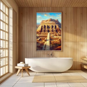 Printable Abu Simbel Oil Painting | Egypt Landmark Wall Art | Ancient ...