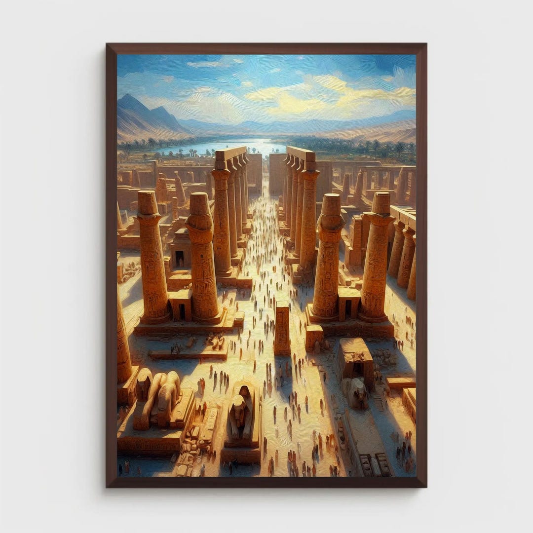 Karnak Temple Luxor Oil Painting, Egyptian Artwork, Travel Poster, New ...