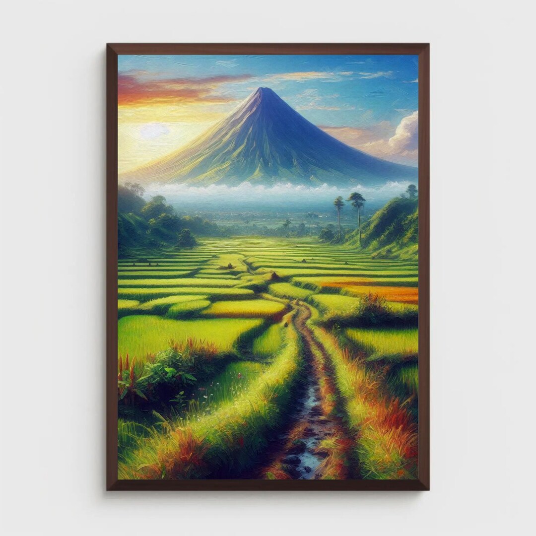 Printable Mount Mayon Philippines Art, Nature Photography Oil Painting ...