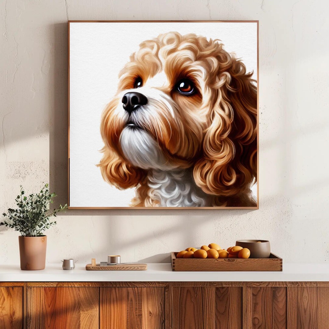 Cavapoo Dog Watercolor Painting, Nursery Print, Living Room Decor ...