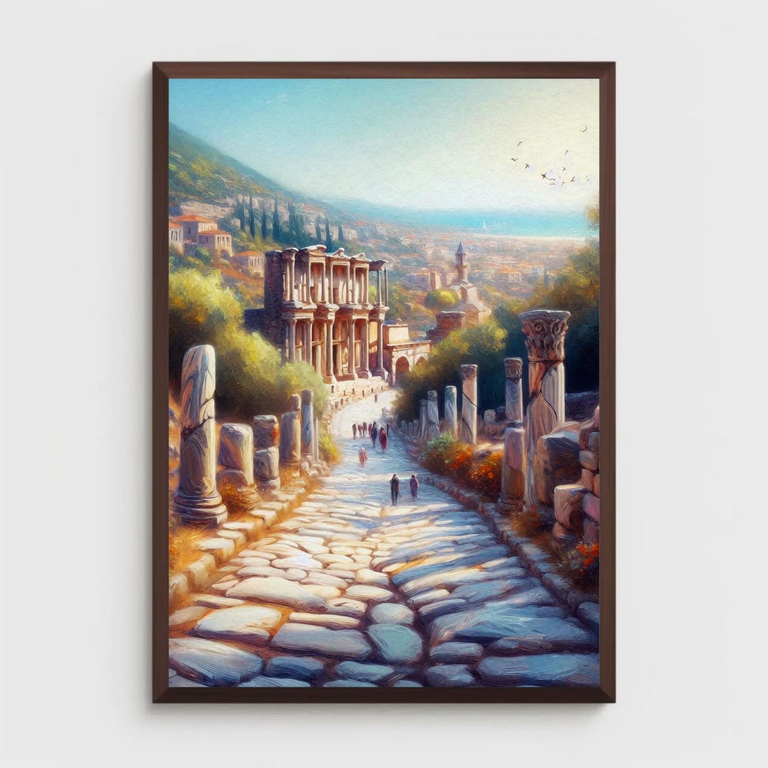 Printable Ancient Ephesus Oil Painting | Turkey Heritage Wall Art ...