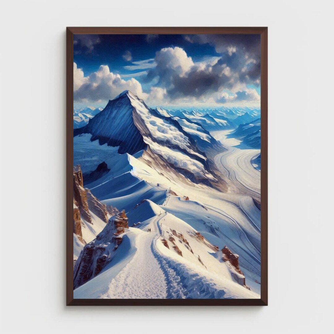 Jungfraujoch Swiss Oil Painting, Decorative Items for Living Room ...